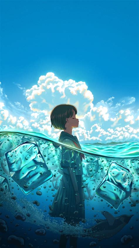 Pasoputi Original Commentary Request Highres 1girl Blue Eyes Blue