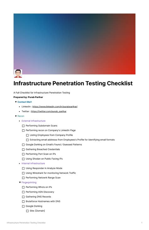 Infrastructure Penetration Testing Checklist X X Share Mnt Share With Credential Mount T