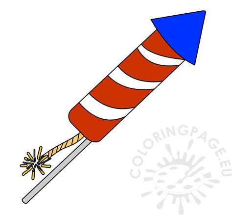Red And White Striped Firework Rocket Clipart Coloring Page
