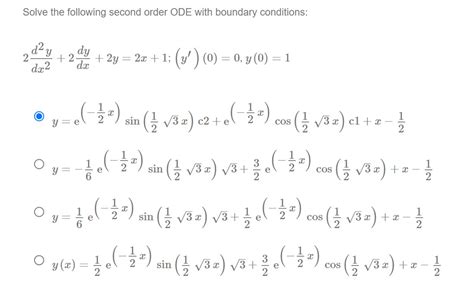 Solved Solve The Following Second Order Ode With Boundary