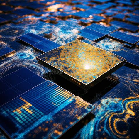 Solar Cell With Reflection In Water 3d Illustration Of Solar Cell Generative Ai Stock