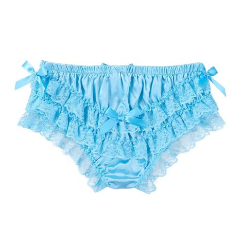 Mens Sissy Panties Satin Ruffled Lace Crossdressing Gay Lingerie