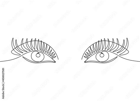 One Line Drawing Of Woman Eyes And Lashes Hand Drawn Minimal Beauty