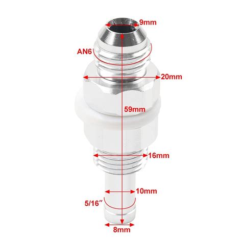 2pcs Universal 6an Male Flare Bulkhead To 516 Hose Barb Fuel Tank