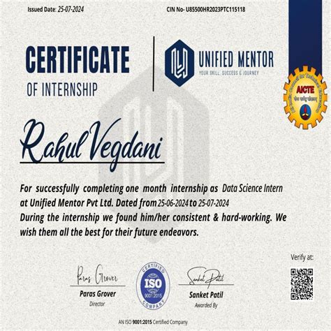 Rahul Vegdani On Linkedin Internship Achievement Professionalgrowth Learningexperience