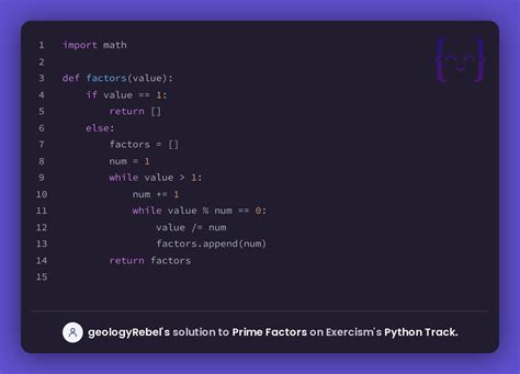 Geologyrebels Solution For Prime Factors In Python On Exercism