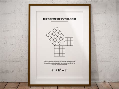 Pythagoras Theorem Posters Printable Wall Art 5 Sizes French Mathematics Basics Poster Playful