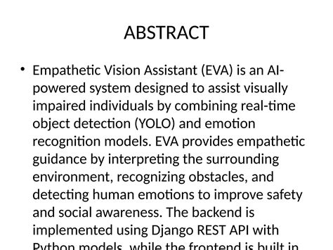 Emv Aka Emphatetic Visual Assistant For Blind People Pptx
