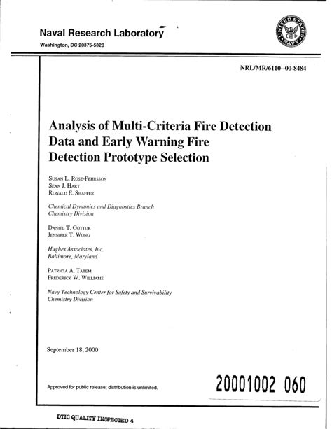 Pdf Analysis Of Multi Criteria Fire Detection Data And Early Warning