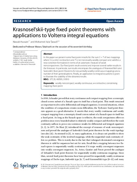 pdf krasnosel skii type fixed point theorems with applications to