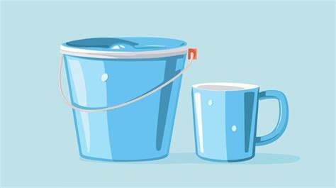 Bucket Filled With Water And Mug Vector Illustration Premium Ai