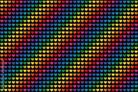 Rainbow Colored Hearts Pattern Endless Tile Heart Symbols In Twelve