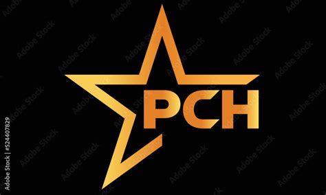 Pch Golden Luxury Star Icon Three Letter Logo Design Vector Template