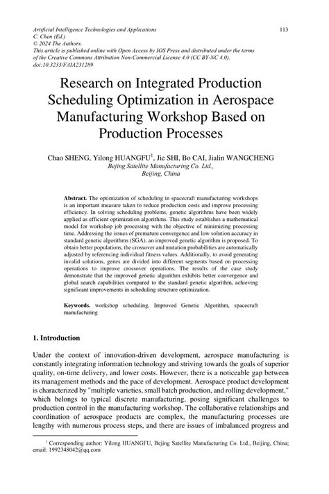 Pdf Research On Integrated Production Scheduling Optimization In