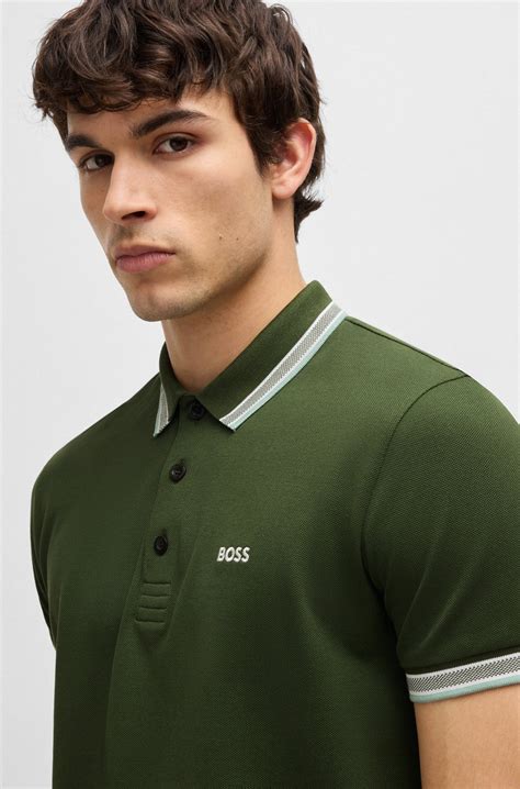 Boss Paddy Polo Shirt In Cotton Piqué Dark Green