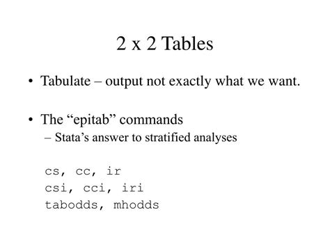 Ppt Basic Epidemiologic Analysis With Stata Powerpoint Presentation