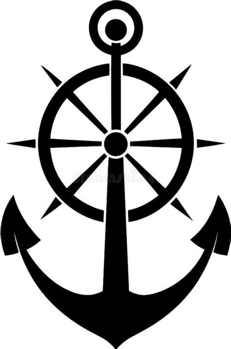 Nautical Anchor Wheel Stencil Maritime Design Element Stock Illustration Illustration Of