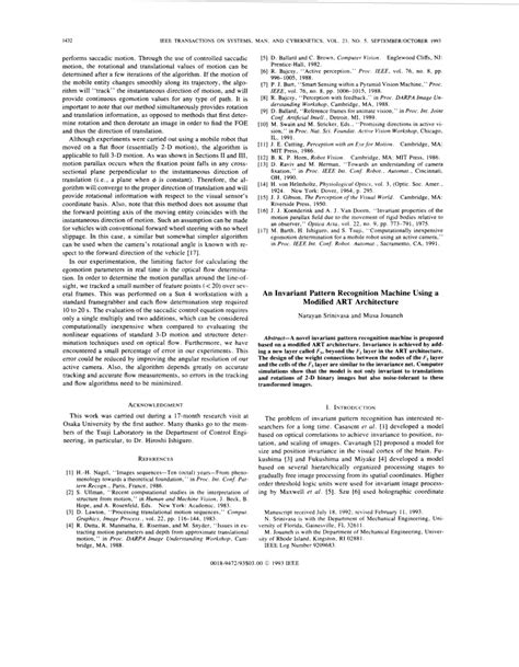 pdf an invariant pattern recognition machine using a modified art