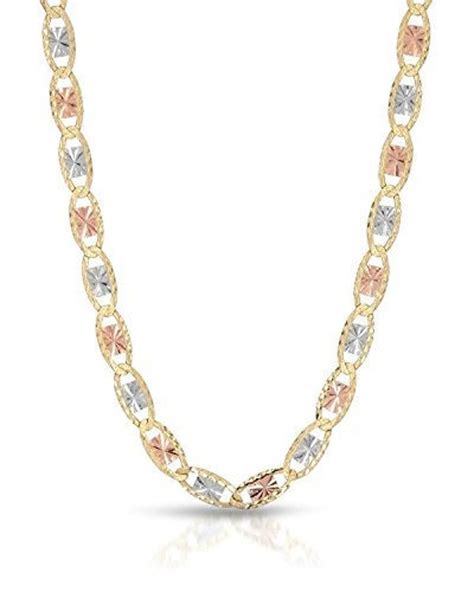 14k Three Tone Gold Yellow Gold White Gold And Rose Gold Necklace Width