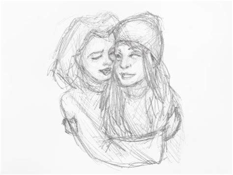 Two People Hugging Drawing