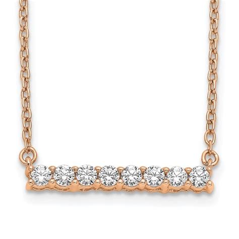 14k Rose Gold 13 C Round Lab Grown Diamond Vssi G Bar Pendant
