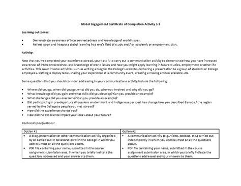 Assignment 31 Communicating About Your Experience Global Engagement