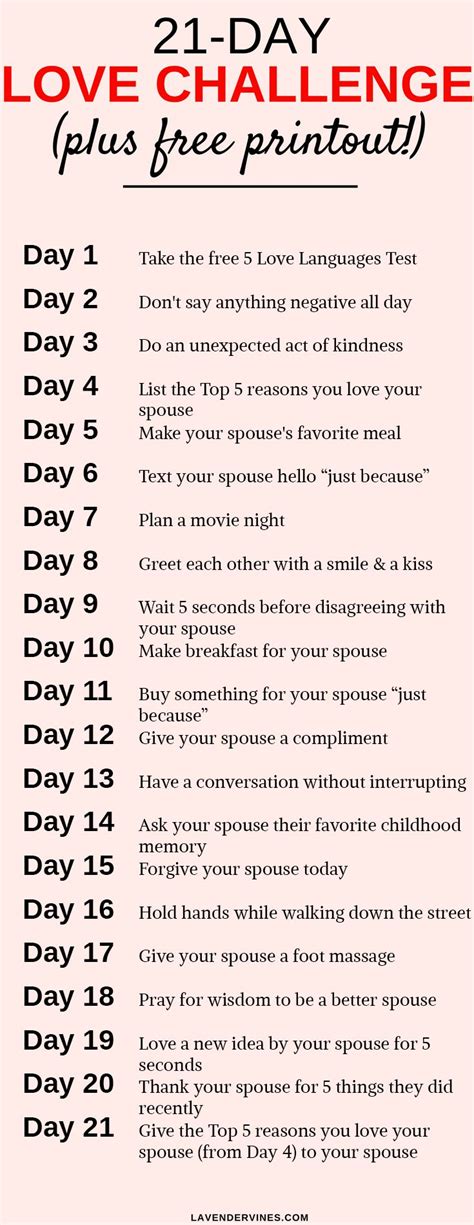 The Love Dare Challenge Printable
