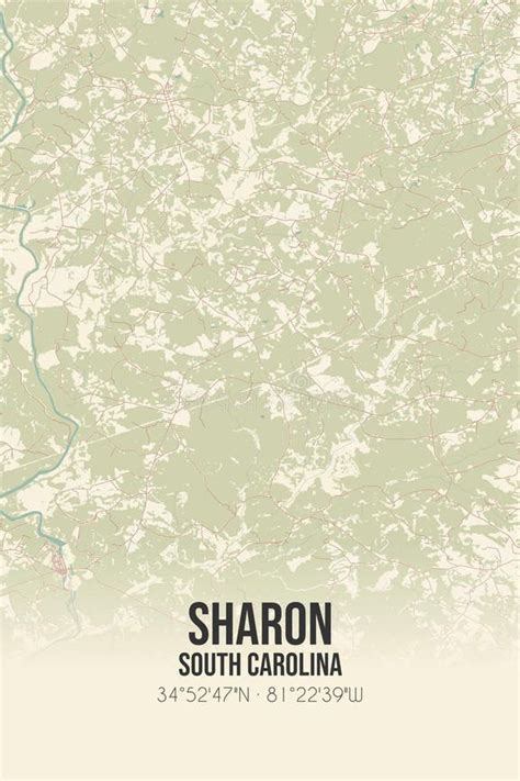 Retro Us Map Of Sharon South Carolina Vintage Street Map Stock