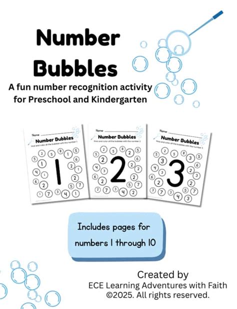 Bubbles Math And Science Bundle Pre K K Number Recognition Stem