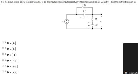 Solved For The Circuit Shown Below Consider Vi And Vo To Be