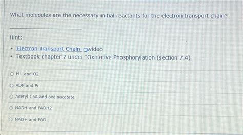 Solved What molecules are the necessary initial reactants | Chegg.com
