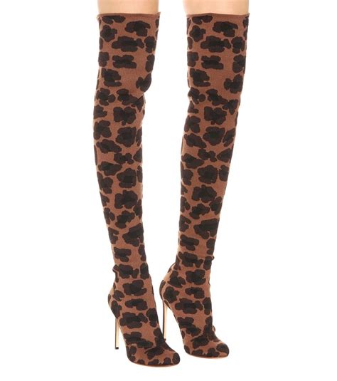 Leopard Printed Over The Knee Boots Francesco Russo