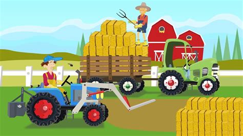 Tractor With Straw Loader Farmers And Collecting Straw Bales Video