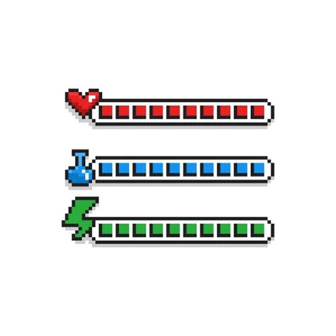 Pixel Art Game Development Set Progress Bar Vector Image