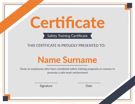 Safety Training Certificate Templates For Word Download