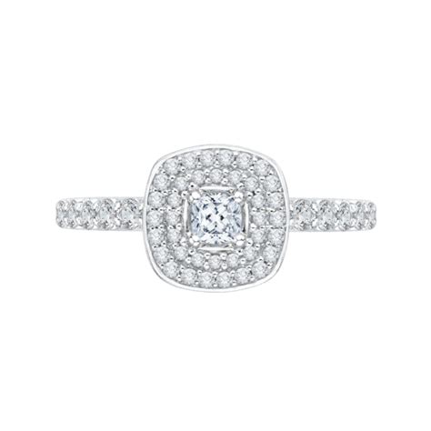 14k White Gold Cushion Diamond Double Halo Engagement Ring Wholesale