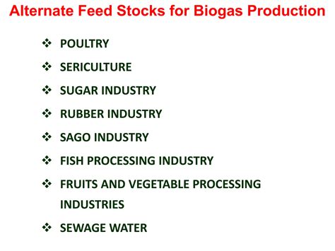 Alternate Feedstock Of Biogas Production Pptx