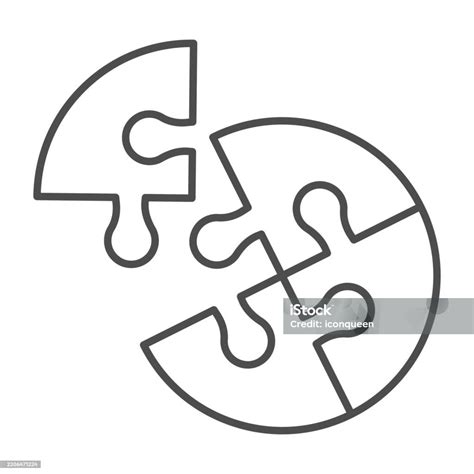 논리 퍼즐 게임 조각 얇은 선 아이콘 신경망 개념 벡터 그래픽입니다 퍼즐 거품 흰색 배경에 논리 게임 기호 모바일 또는 웹 디자인을위한 개요 스타일 아이콘 4가지 개체에