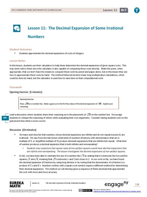 Math G8 M7 Topic B Lesson 11 Teacher Pdf Numbers Rational Number
