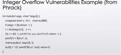 Integer Overflow Vulnerabilities Example From