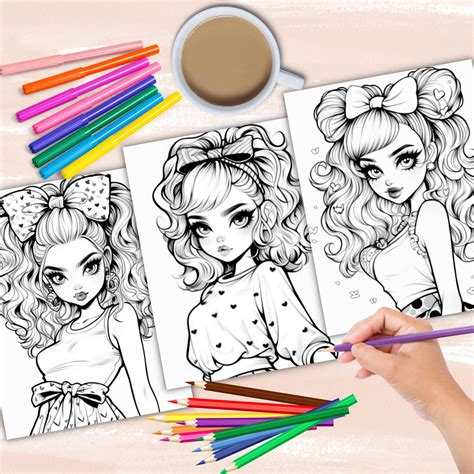 Cute Pin Up Girls Coloring Pages Beautiful Girls Coloring Book Pin Up