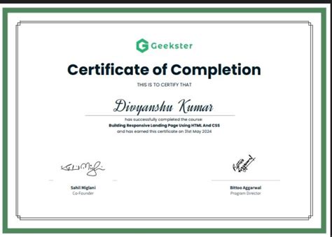 Divyanshu Kumar On Linkedin Html Css Webdevelopment Geekstercertificate Responsivedesign
