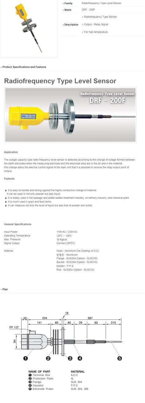 Radiofrequency Type Level Switch Drf 200f By Daehan Sensor Komachine