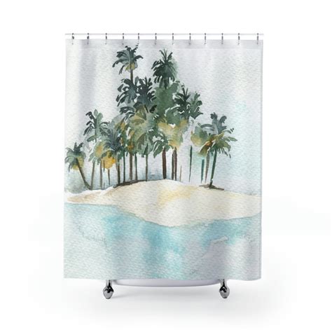 Beach Theme Shower Curtains Neutral Sea Bathroom Curtain For Airbnb Or