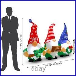7 Ft Long Merry Christmas Inflatables Lighted Novelty Gnome Inflatable
