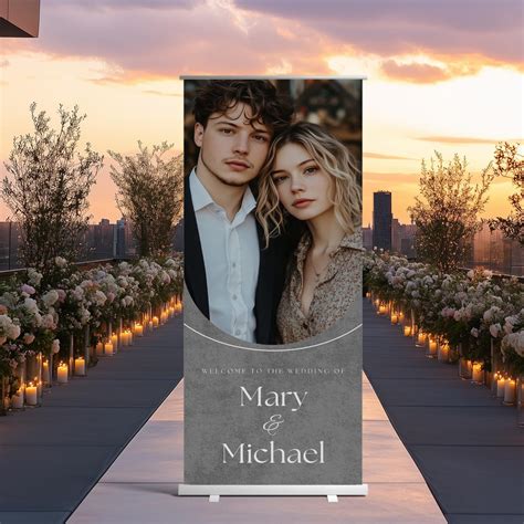 Personalized Wedding Banner With Photo Custom Retractable Welcome