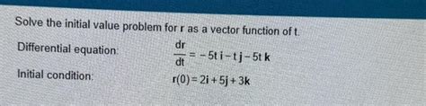 Solved Solve The Initial Value Problem For R As A Vector