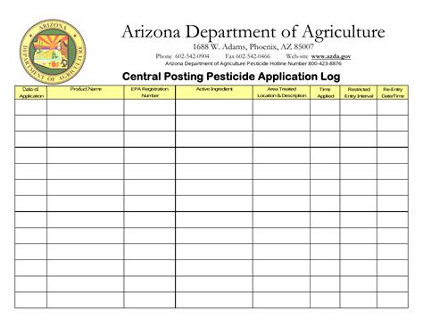 Pesticide Application Record Sheet