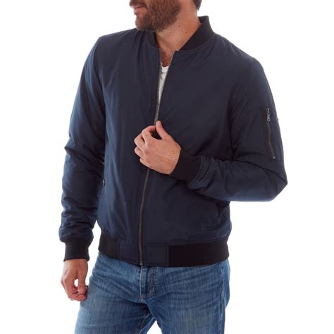 Lewis Sherpa Lined Bomber Jacket Navy Xl Px Clothing Touch Of