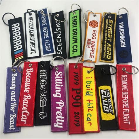Custom Embroidered Keychain Custom Remove Before Flight Key Chain